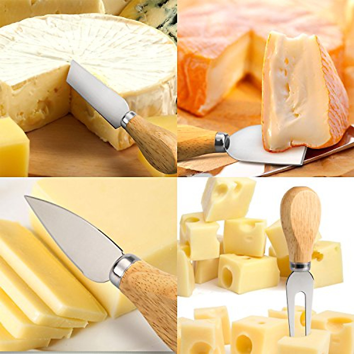 YXChome 4 Cheese Knives Set-Mini Knife, Butter Knife & Fork
