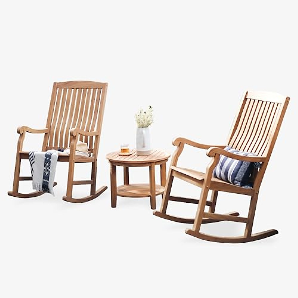 Cambridge Casual Vermont Teak Wood 3 Piece Patio Rocking Conversation Set
