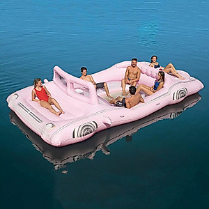 Member's Mark 6-Person Pink Inflatable Island Float with Coolers and Cup Holders