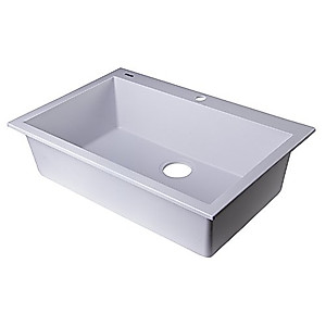 ALFI brand AB3020DI-W Drop-In Single Bowl Granite Composite Kitchen Sink, 30", White