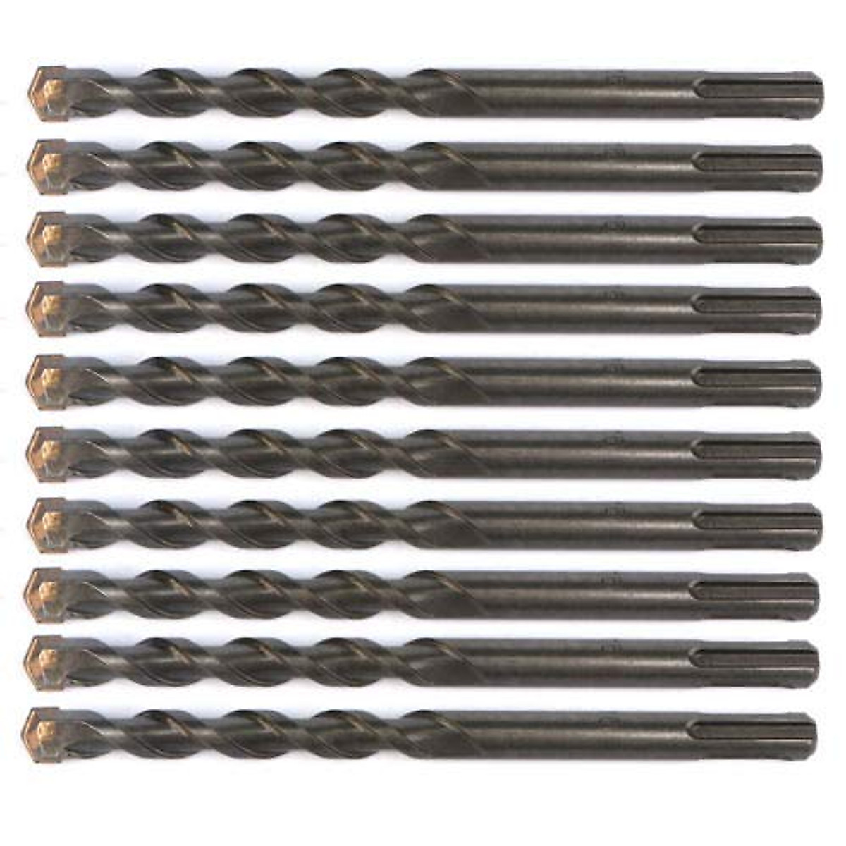 DrillForce 10pcs 7/16 inch x 6 inch SDS Plus Hammer Drill Bits, Rotary Hammer Drill Bits, Ideal for Drill Holes into Masonry, Concrete, Brick & Cinder Block.