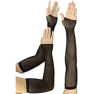ToBeInStyle Women’s Long Arm Length Fishnet Fingerless Novelty Gloves - Black