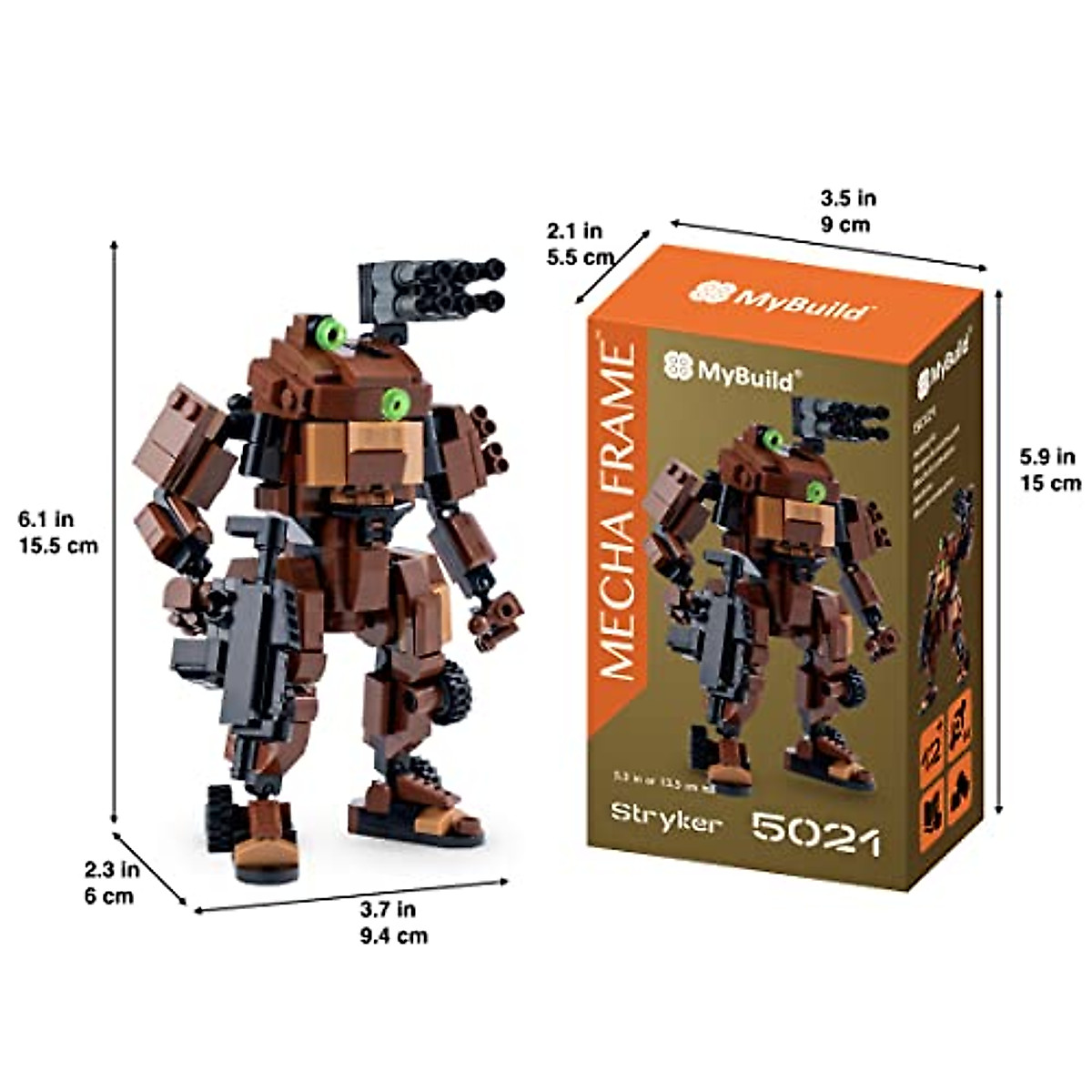 MyBuild Mecha Frame Armed Forces Stryker 5021 - Brown Armor Robot Blocks Toy Building Bricks Collection for Children to Adult Mech Fans