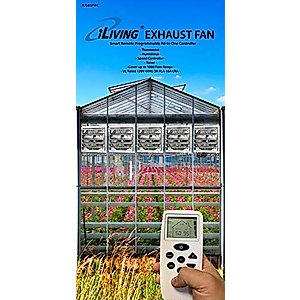 iLiving 12" Shutter Exhaust Fan with Wireless Smart Remote Controlled Thermostat and Humidity, Variable Speed Wall Mounted Attic Vent Fan, Chicken Coop Ventilation, 960 CFM, 1400 SQF Coverage Area