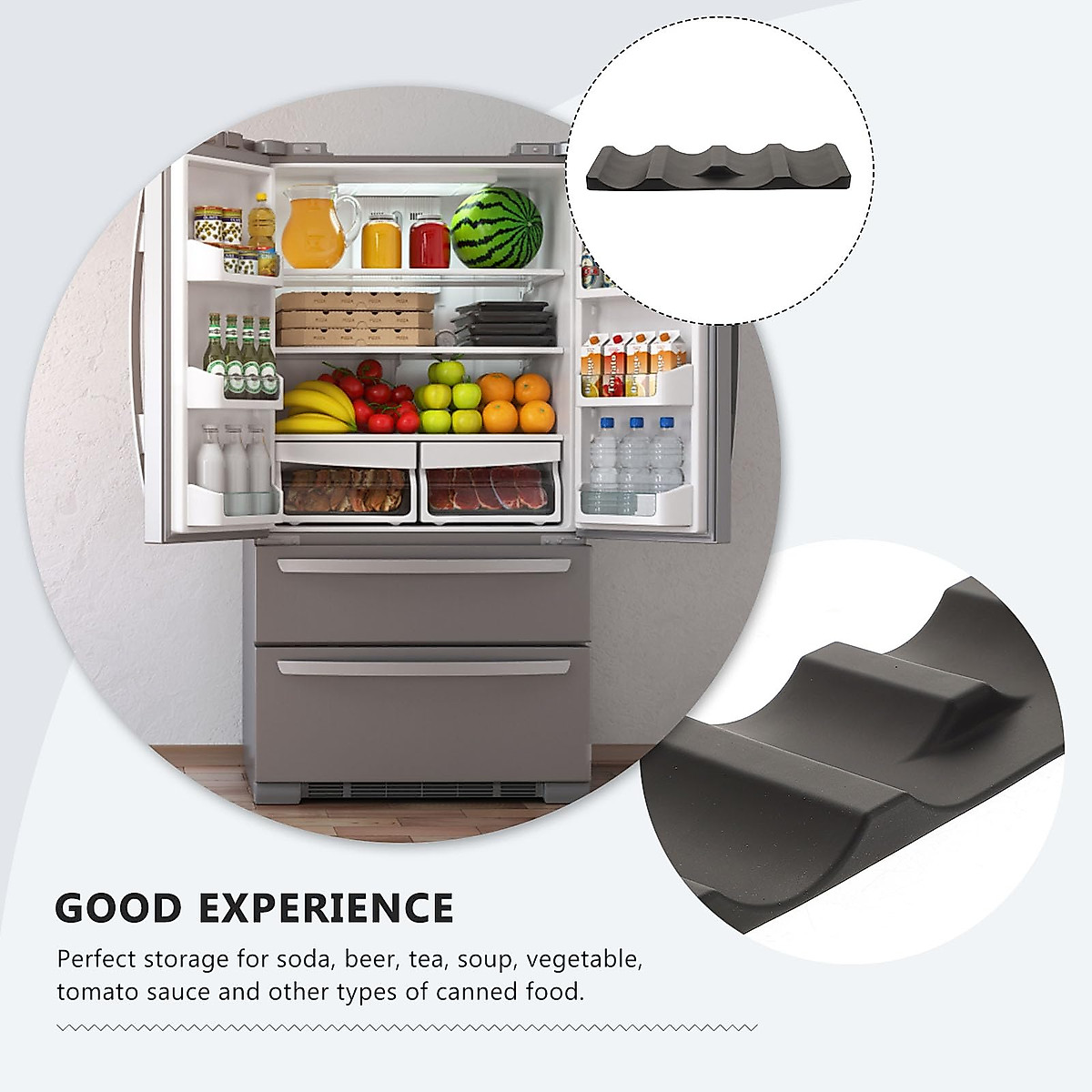 Silicone Can Mat Refrigerator Organizer: Beverage Refrigerator Wine Stacking Mat Foldable Silicone Wine Stacker Bottle Can Stacker Can Holder Rack for Refrigerator Pantry Countertop Cabinets