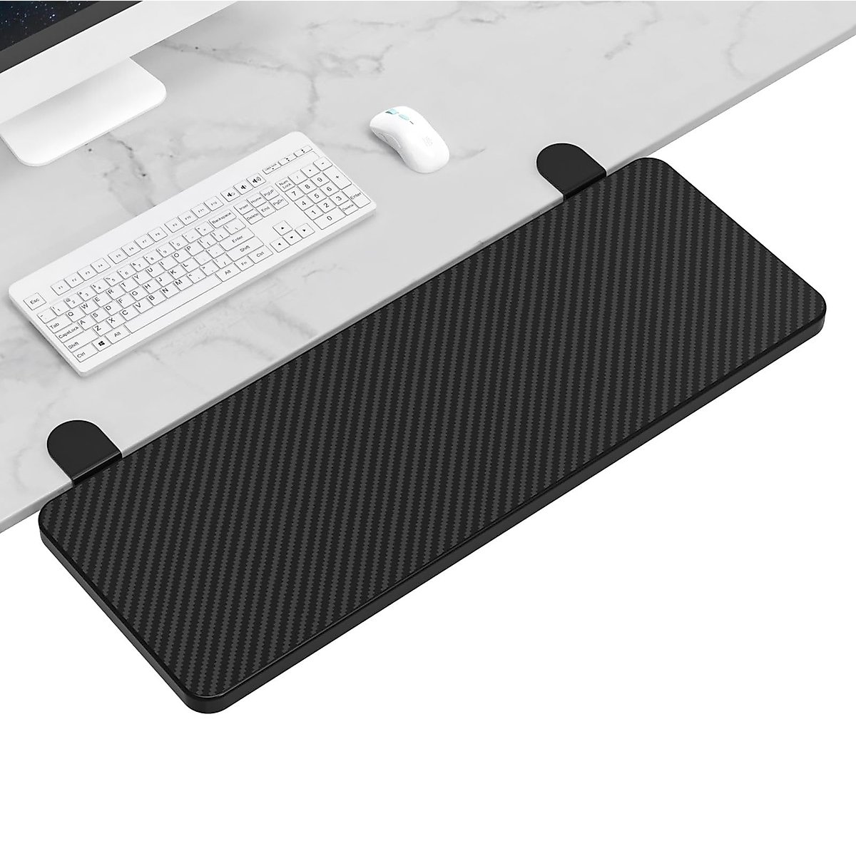 OUGIC Ergonomics Desk Extender Tray, 29.5"x9.5" Punch-Free Clamp on, Foldable Keyboard Drawer Tray, Table Mount Arm Wrist Rest Shelf, Computer Elbow Arm Support