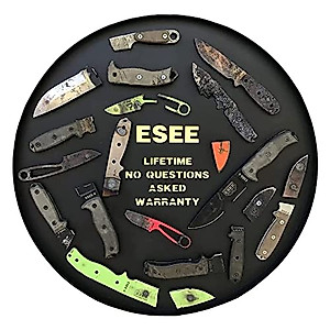 ESEE Knives Model 3P-B Fixed Blade Knife, Black Molded Polymer Sheath, Ambidextrous Belt Clip Plate