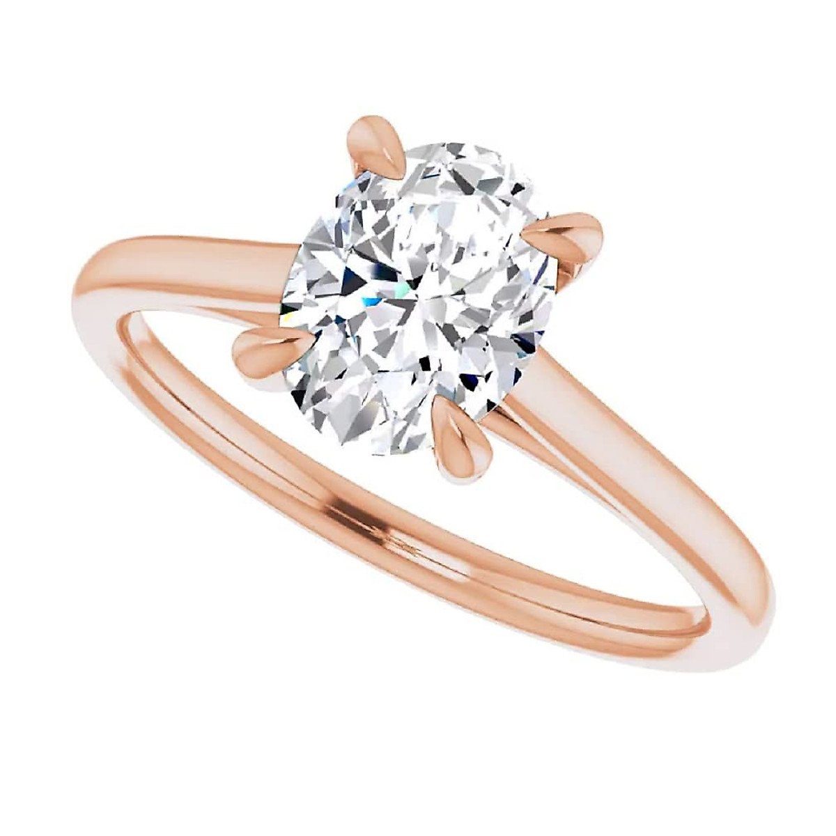 18K Solid Rose Gold Handmade Engagement Ring 2.00 CT Oval Cut Moissanite Diamond Solitaire Wedding/Bridal Ring Set for Women/Her, Perfect Ring Gift for Her