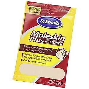 Dr. Scholl's Moleskin Plus 4 5/8-Inch X 3 3/8 Inch Padding, 3-Count Packages (Pack of 8)