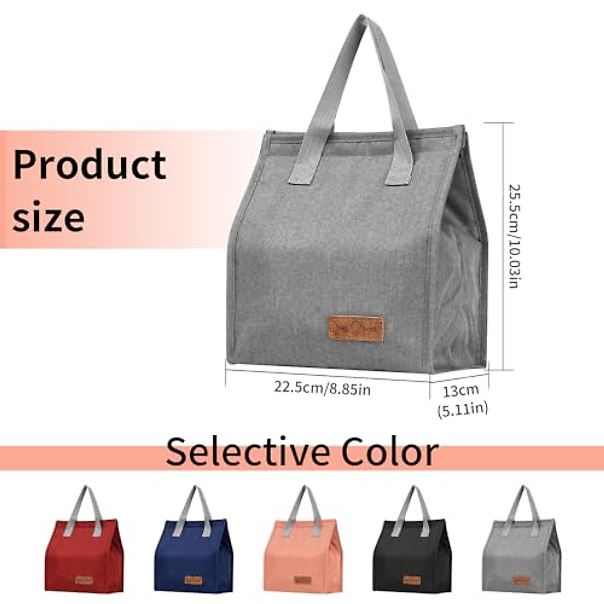 Lunch Bag Insulated, Lunch Box Bag, Reusable Lunch Tote Bag, Lunch Box Container Bag Insulated for Women, Men, Work, Office, Travel -Black