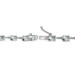 B. BRILLIANT Sterling Silver Light Aquamarine 6x4mm Oval Classic Link Tennis Bracelet for Women