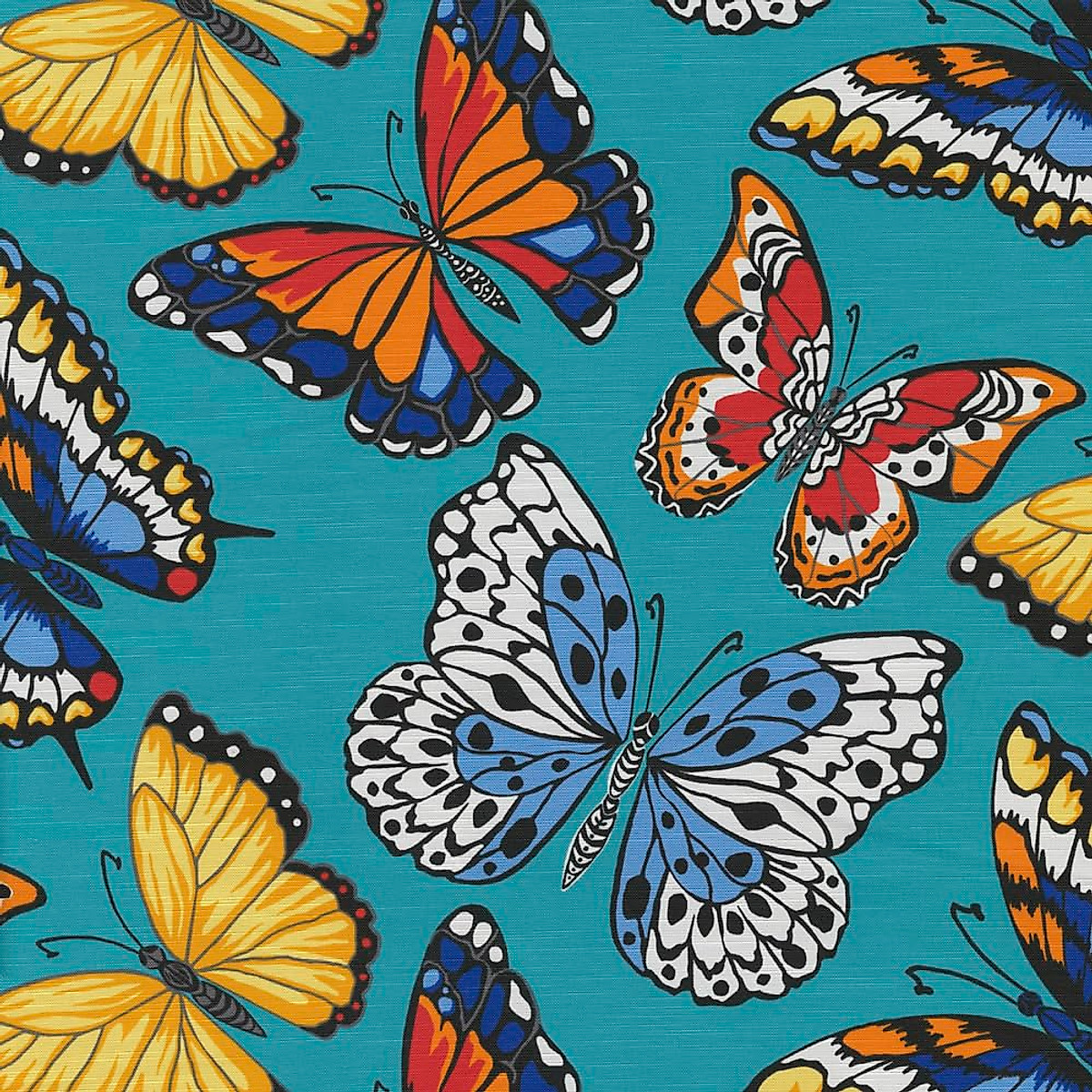 Pillow Perfect Outdoor/Indoor Tufted Bench/Swing Cushion, 18" x 56", Blue Butterfly Garden Turquoise