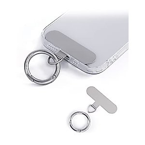 project-cb Phone Tether Tab ×1,Spring Ring ×1,Metal Patch,Universal Phone Lanyard Patch Without Adhesive,Phone Strap Replacement Part for Cell Phone (Silver)