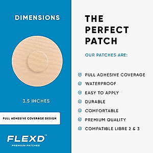 Flexd - Freestyle Waterproof Sensor Covers for Libre 2 & 3 - (25 Pcs) - Libre 3 Sensor Covers - CGM Adhesive Patches - (Round - Tan)