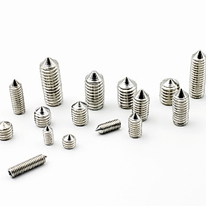 Hex Socket Set Screws with Cone Piont Assortment Kit,Stainless Steel,200 Pieces