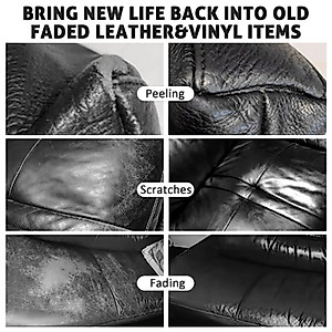 Black Leather Recoloring Balm, Leather & Vinyl Repair Kit with Mink Oil & Leather Filler for Leather Scratch Peeling, Fading Shoes, Vinyl Furniture, Car Leather, Sofa