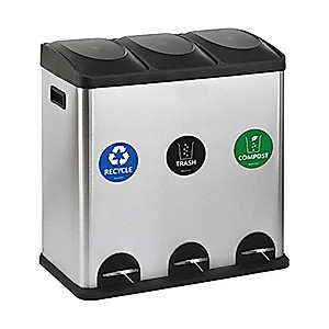 IGNIXIA Trash Recycle Compost Stickers to Organize Trash- Premium Vinyl Sticker for Trash Can, Compost Bin, Recycle Bin- (Pack of 6) for Metal Trash Can or Plastic Trash Can-Home