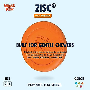 West Paw Zogoflex Zisc Dog Flying Disc, High Flying Aerodynamic Disc for Dogs Puppy – Lightweight, Floatable Disc for Fetch, Tug of War, Catch, Play – Doubles as Food/Water Bowl, Large 8.5", Tangerine