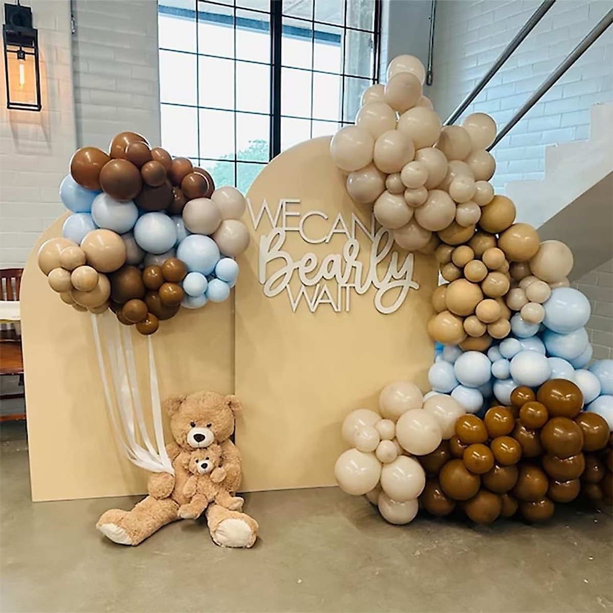 We Can Bearly Wait Sign - Adorable Teddy Bear Baby Shower Decoration Wooden Backdrop for Gender Reveal Party, Baby’s 1st Birthday, and Nursery Decor