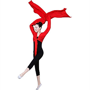 ZooBoo Dance Long Silk Sleeves - Peking Opera Stunts Dancing Practice Long Flowing Inner Sleeves (1.5 M, Red Unsplit)