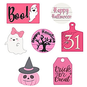 Happy Halloween Tiered Tray Decoration Set, Cute Trick-or-Treat Ghosts Wooden Signs Decor, for Kitchen Home Table Mini Decor Holiday Party Supplies Rustic Farmhouse Tray Sets (D)