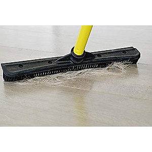 FURemover Pet Hair Remover Carpet Rake - Rubber Broom for Pet Hair Removal Tool with Squeegee & Telescoping Handle Extends from 3-5' Black & Yellow