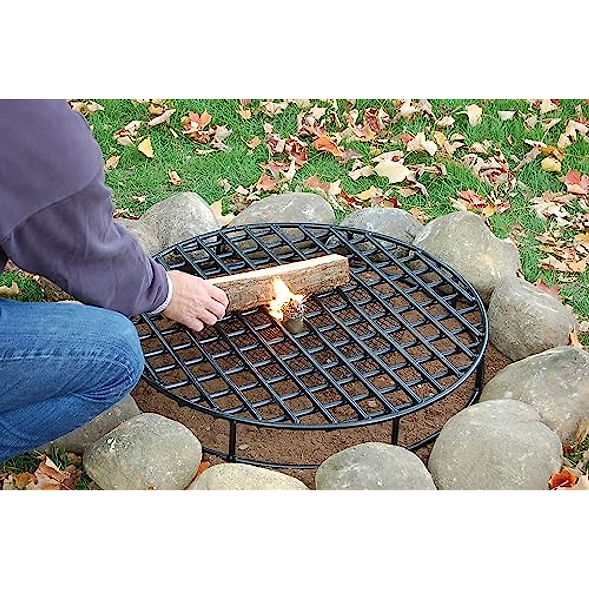 Walden Backyards Round Fire Pit Grate - High Temperature Heavy Duty Steel Above Ground Firegrate for Outdoor Pits and Campfire - 29.2”