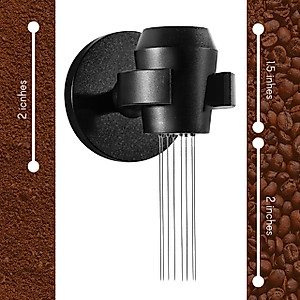 Tammi Jui WDT Tool Espresso with Magnetic Mount for easy, clutter-free storage. 8 Needle Espresso Distribution Tool in sleek aluminum. WDT Espresso Distributor comes in a Gift Ready Box.