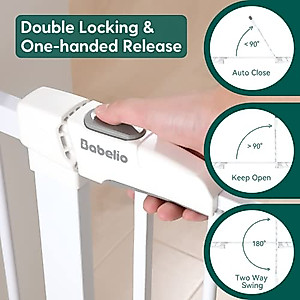 BABELIO Metal Baby Gate Dog Gate 29-48 Inch Extra Wide Pet Gate for Stairs & Doorways, Pressure Mounted Walk Thru Child Gate with Door, NO Need Tools NO Drilling, with Wall Cups