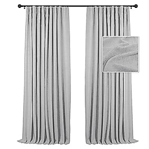 INOVADAY Blackout Curtains 84 Inch Long 2 Panels Burg Linen Textured Thermal Insulated Window Treatment Panels Drapes for Bedroom Living Room - Grey, W50 x L84