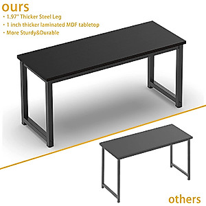 NSdirectModern Computer Desk 63 inch Large Office Desk Writing Study Table for Home Office Desk Workstation Wide Metal Sturdy Frame Thicker Steel Legs, Black.