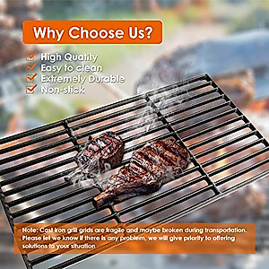 Uniflasy Cast Iron Cooking Grate for Char-Griller 1624 Smokin' Champ Charcoal Grill Horizontal Smoker Grates Replacement Parts for Chargriller Set of 3