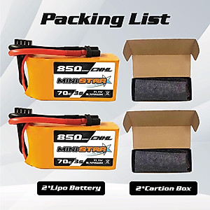 CNHL 850mAh 3S Lipo Battery 70C 11.1V with XT30 for RC Car,RC Airplane/Truck,RC Boat,Heli Airplane,Drone FPV,Multi-Motor Hobby DIY Parts(2 packs)