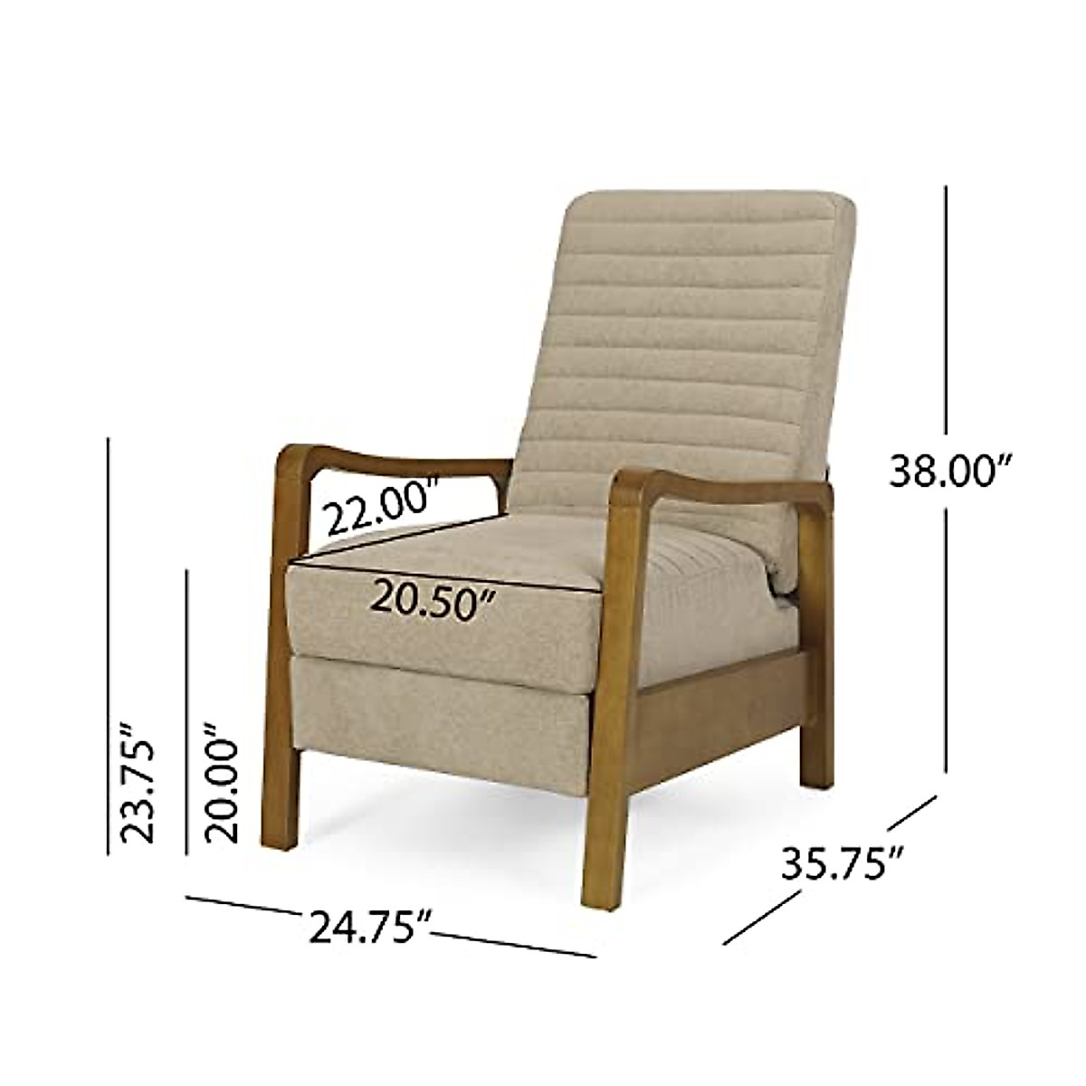 Christopher Knight Home Munro Recliner, Sand + Teak
