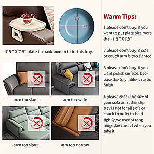 Vesuna Sofa Armrest Clip Tray Table, Sofa Couch Arm Rest Organizer, Sofa Arm Table, Cup Holder, Wooden Sofa Clip Tray for Drinks/Remote Control/Snacks, Rustic White