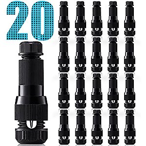 SUNVIE Low Voltage Fastlock Wire Connectors for Landscape Lighting Path Lights 12-14 Gauge Cable Connector Work with Malibu Paradise Moonrays and Other Outdoor Lighting Brands (20 Pack)