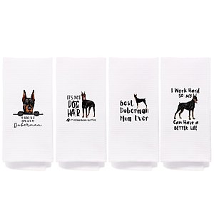 NEGIGA Doberman Gifts,Doberman Gifts for Women,Kitchen Towels，Kitchen Towels and Dishcloths Sets，Towels Sets of 4