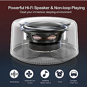 White Noise Machine, Sleep Sound Machine for Baby Sleeping, RENPHO 36 HiFi Memory Function Non-Looping Soothing Sound Sleep Therapy for Home, Office, Travel, Baby, Kids, and Adults (White)