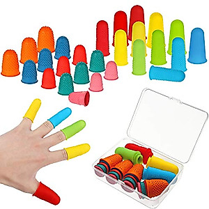 32 Pieces Rubber Finger Tips Silicone Hot Glue Finger Protectors Thimble Finger Cover Finger Pads with Assorted Sizes for Counting Collating Writing Sorting Task Hot Glue Sewing and Sport Supplies
