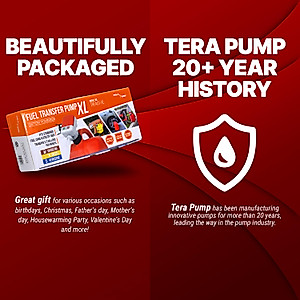 2PK of TERA PUMP TRFA01-XL 4 AA Battery Powered AUTO STOP Pump - Included 4x Gas Can/Racing Can Fittings 4.25ft Long Hose [ 2.3 GPM ] Transfer Rate For Gas Diesel E15 E85 Fuels (Gas Can Not Included)