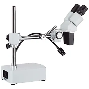 AmScope SE400-Y Professional Binocular Stereo Microscope, WF10x and WF15x Eyepieces, 10X and 15X Magnification, 1X Objective, LED Lighting, Boom-Arm Stand, 110V-120V