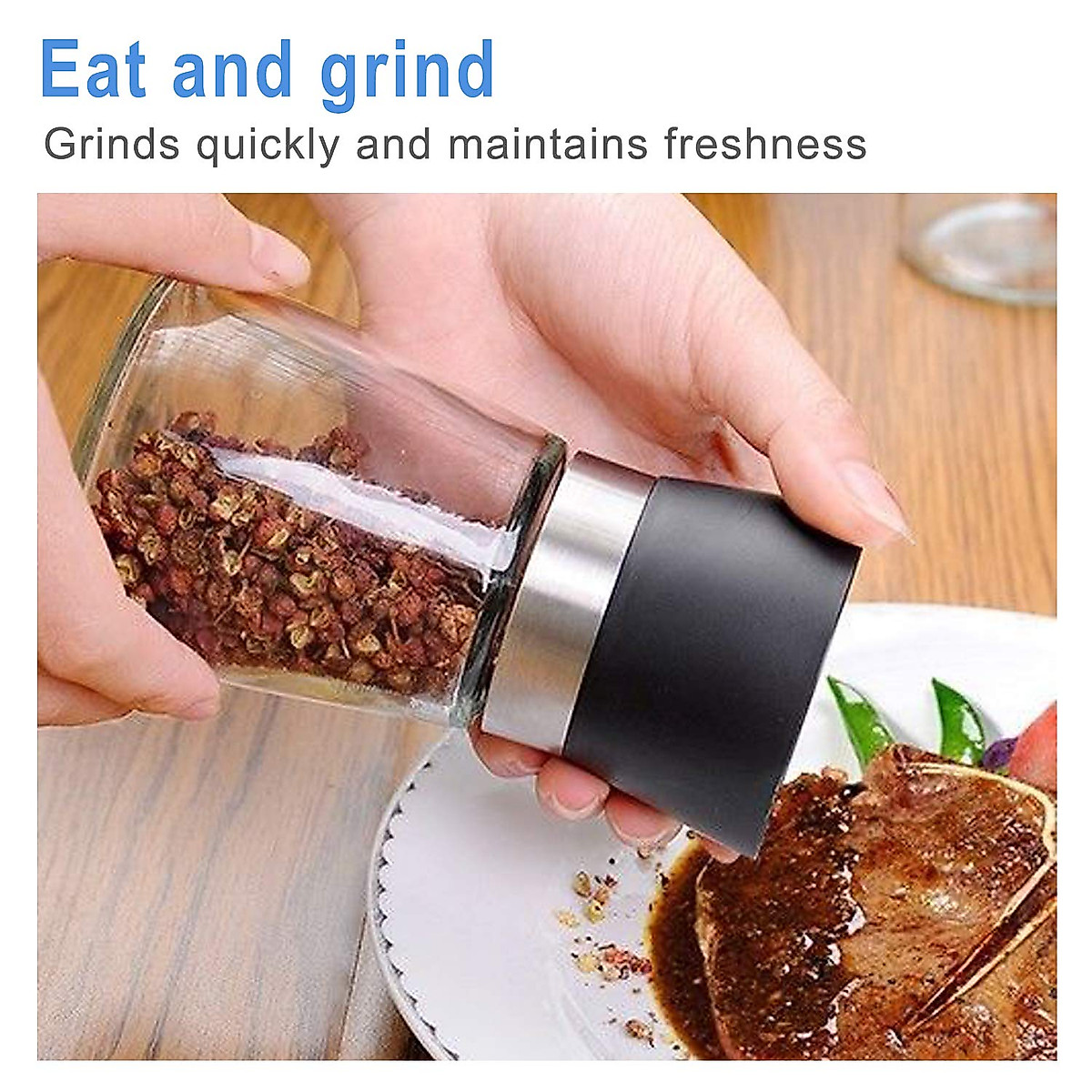 TINGFENG Epare Salt or Pepper Grinder, Best Spice Mill One Handed Pepper Grinder, Mini Unicorn Pepper Grinder( 1P) (Black)