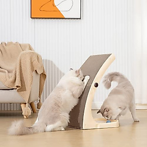 UniBlissy Cat Scratcher, Premium Cat Scratch Pad wtih Solid Frosted Frame and Turntable Toy, Vertical Curved Cat Scratchers for Indoor Cats, Replaceable Cat Scratching Cardboard
