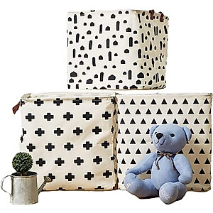 DIOB 13x13x13 Storage Cube Bins Water Proof Toy Storage Bins Foldable Closet Storage Baskets for Storage Organizer (3 BASKETS CUTE)