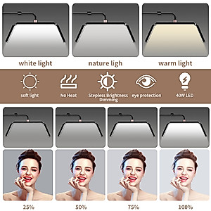 Eyelash LED Floor Light 40W Facialist Moon Light Lashes Dimmable Standing Lamp 3000-6000K Lash Light with Tool Tray and Phone Holder