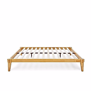 Bme Chalipa 14” King Bed Frame - Solid Wood Platform Bed - Japanese Joinery Bed Frame - Wood Slat Support - No Box Spring Needed - Easy Assembly - Minimalist & Modern Style, Golden Natural