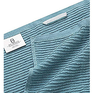 Premium Kitchen Towels - Large Cotton Kitchen Hand Towels - 6 Pack - Ribbed Design (16" x 26") - 340 GSM Highly Absorbent Tea Towels Set with Hanging Loop (Aqua)
