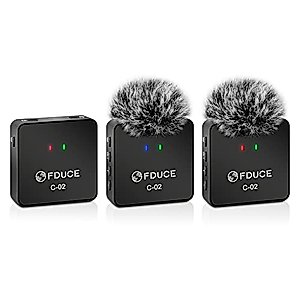 FDUCE UHF Wireless Lavalier Microphone System, Compatible with phones and Cameras for YouTube, Tiktok, Interview(Dual Transmitters)