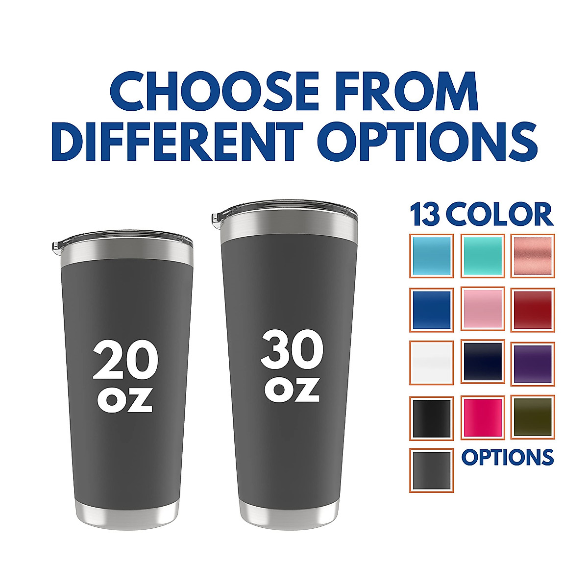 Personalized Tumblers w/Lid - 20 or 30 Oz Royal Blue - Vacuum Insulated Travel Coffee Mugs - Stainless Steel Double Wall Tumbler - Personalized Cups with Name, Text