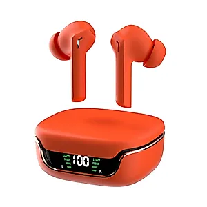 IDOERLEETEK Bluetooth Headphones Bluetooth Earbuds V5.3 Ture Wireless Earbuds, IPX7 Waterproof, 35 Hours Long Playtime Compatible with iPhone and Android (Orange)